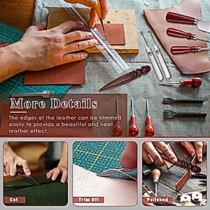 8 Pieces Leather Knife Set, Including Leather Edge Beveler Leather Groover Leather Cutter Wood Leathercraft Edge Slicker Burnisher Leather Crafting Tools Skiving Knife Leathercraft Accessories