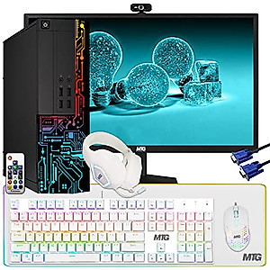 TechMagnet Computer Desktop PC, Intel Core i5, Siwa 8, 16GB RAM, 128GB SSD Boot + 1TB HDD, 27 Inch Monitor, Gaming Kit with Webcam, WiFi, Win 11 Home (Renewed)
