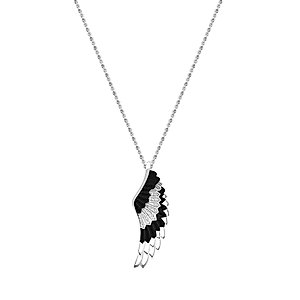 Dazzlingrock Collection 0.40 Carat (ctw) Black And White Diamond Angel Wing Feather Pendant, Sterling Silver