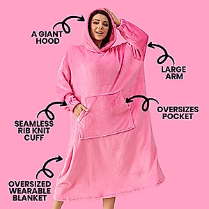 Mowaysers Blanket Hoodie Sweatshirt Gifts for Women and Men - Wearable Blanket Adult Super Warm and Cozy Giant Blanket Hoodie (Bean Paste)