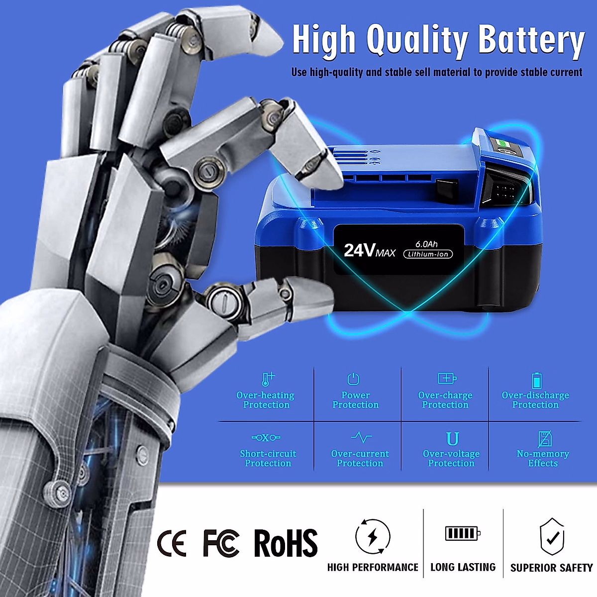 JIALIPOK 24V 6.0Ah Replacement Battery for Kobalt 24V Max KB624-03 KB524-03 KB424-03 KB224-03 KB124-03 0673802 1051230 Lithium Ion Cordless Tools Battery NOT for Snow Joe