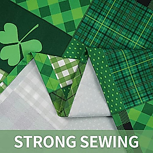 ASPMIZ St. Patrick’s Day Tablecloth, Green Lucky Shamrock Table Cloth, Buffalo Plaid Checkered Tablecloths, Four Leaf Clovers Waterproof Tablecloth Rectangle for Dinner Party Decoration, 60 x 84 inch