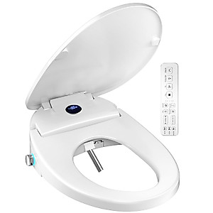 XCQQ Bidet Toilet Seat Elongated, Bidet Warm Water Rear & Front Oscillating Wash, Heated Toilet Seat, Warm Air Dryer, Soft Close Toilet Lid, Night Light, Smart Toilet Seat with Bidet Requires Outlet