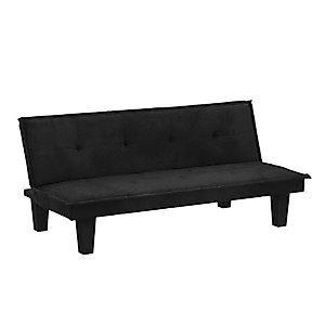 Tulib Convertible Futon Sofa Bed, Folding Upholstered Couch Backrest, 3 Adjustable Positions, for Compact Living Space. Apartment, Dorm, Black