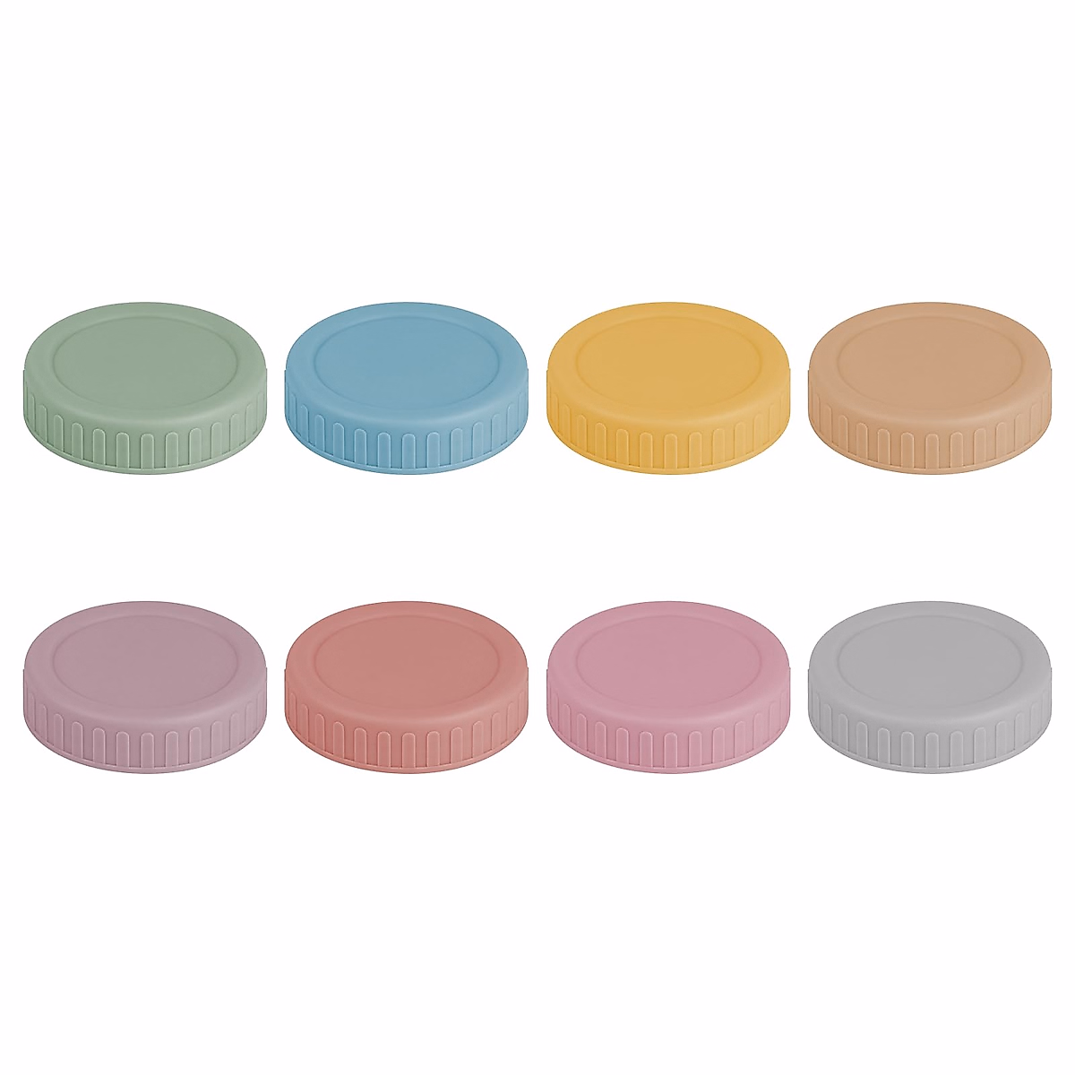 Vaincre 8PCS Mason Jar Lids - Colored Plastic Mason Jar Lids Regular Mouth, Leak Proof Canning Lids Covers with Silicone Rings for Ball, Kerr Jars, Reusable Jar Lid Tops Caps for Mason Canning Jars