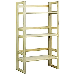 Casual Home 3-Shelf Folding Student Bookcase (20.75" Wide)-Natural