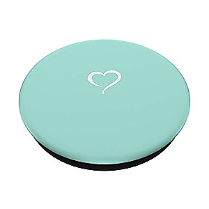 Aqua Teal Blue Hand Drawn Heart Minimalist Love PopSockets Swappable PopGrip