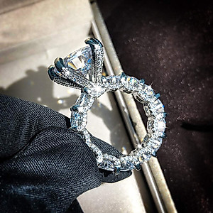 1. Fashion six-claw platinum plated moissanite luxury star wedding engagement ring for women (6)