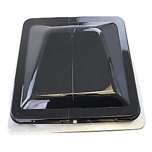 Class A Customs 14" RV Roof Vent 12 Volt Powered Fan with SMOKE Wedge Style Lid - NO GARNISH - Putty and Screws | 74112A-NGR-PS