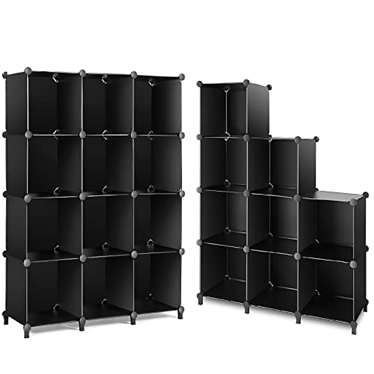 TomCare Cube Storage OrganizerCube Closet Organizer and Storage Shelves DIY Storage Cube Organizer Cabinet Modular Book Shelf Plastic Shelving for Bedroom Living Room Office, Black
