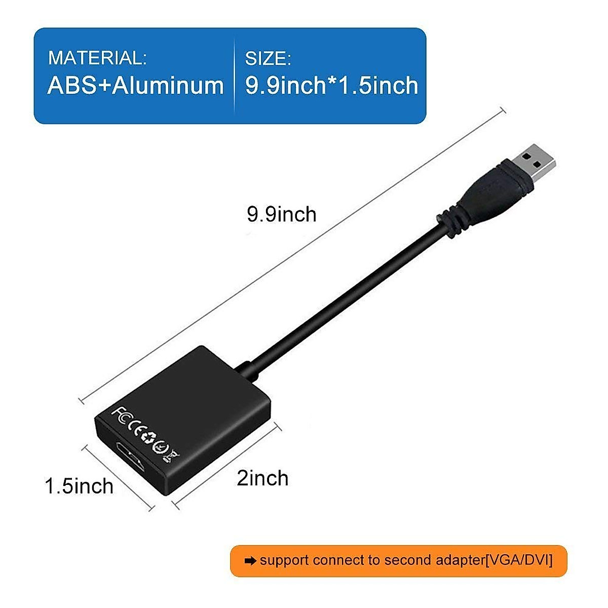 USB 3.0 to HDMI Adapter, HD 1080P Video Graphics Convertor Cable Adapter with Audio Output Multiple Monitors for Laptop HDTV TV PC with Windows XP / 7/8 / 8.1/10 [ NO MAC & Vista ]