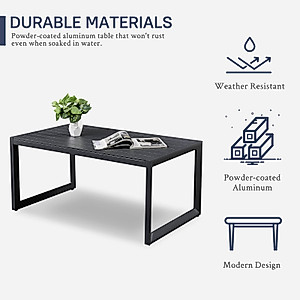 RICNOD Outdoor Loveseat with Coffee Table, Patio Conversation Set, Aluminum Modern Patio Furniture Set with Cushions for Balcony,Backyard, Poolside, Dark Grey