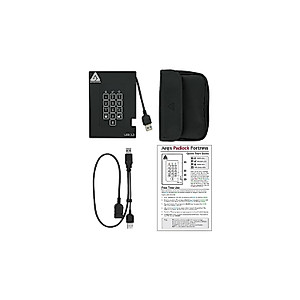 Apricorn 2TB Aegis Padlock Fortress FIPS 140-2 Level 2 Validated 256-Bit Encrypted USB 3.0 Hard Drive with PIN Access (A25-3PL256-2000F)