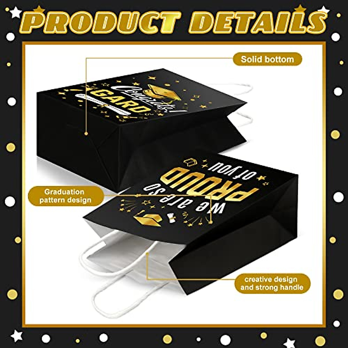 50 Pcs Graduation Gift Bag 2023 Graduation Party Gift Bag with Handles 5.9x2.8x7.5 in Congrats Grad Bag Bulk Graduation Party Favor Gift Wrapping Bag Candy Treat Paper Goody Bag for Graduation Supply