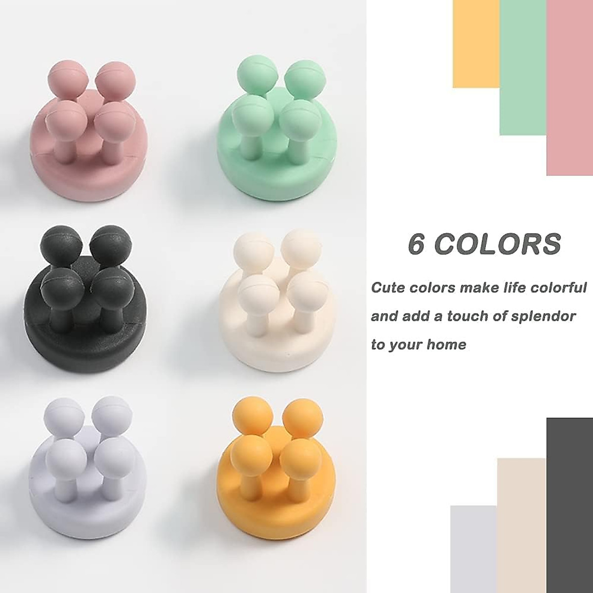 BetterJonny 6 Pack Razor Holder for Shower Wall, Silicone Toothbrush Holders for Hanging, Multi-Purpose Hanging Hooks Utility Self Adhesive Hooks for Kitchen Bathroom Home