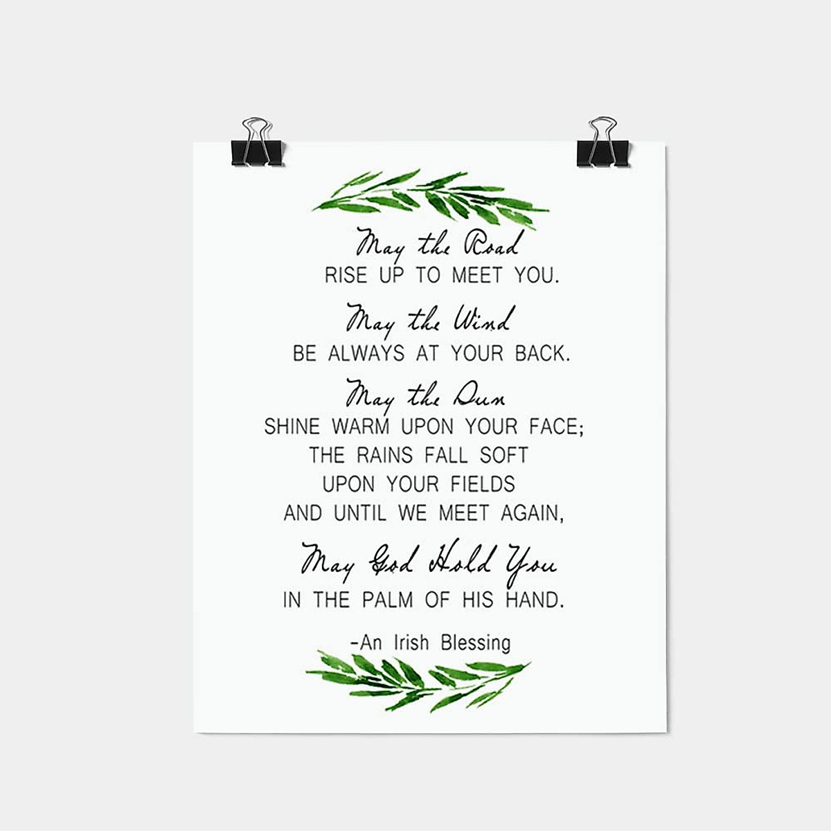 May The Road Rise Up To Meet You, Irish Blessing Print, Irish Prayer, Ireland Gift, Christian Gift, Wedding Gift, Green Wall Art Watercolor 8 x 10 Inches Frame NOT INCLUDED