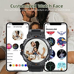 Tiwain Military Smart Watch for Men, 120+ Sport Modes 1.39" Full Screen Tactical watches Rugged for Android Phones iPhone Compatible Fitness Tracker Heart Rate Sleep Monitor Pedometer