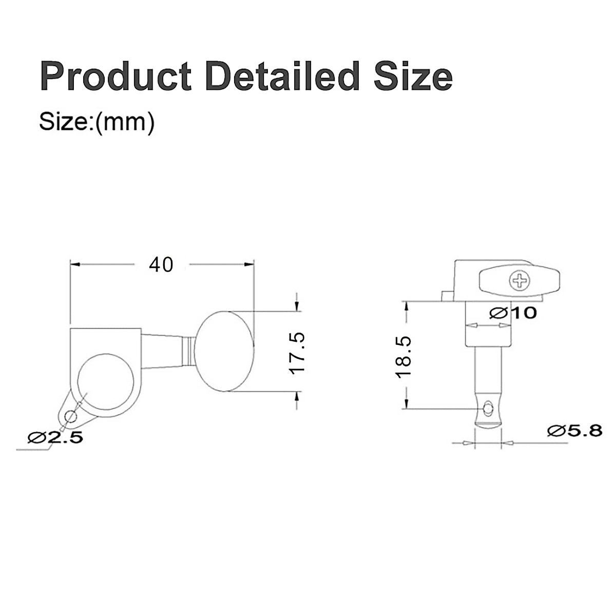 SAPHUE 2R2L Ukulele Tuning Pegs Parts,Small oval Concave Button Sealed-gear String Tuners Tuning Pegs key Machine Heads for Ukulele (Black)