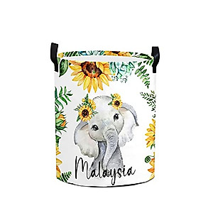 Personalized Laundry Basket with Name Custom Baby Hamper Collapsible Organizer Storage Bedroom Decor for Girls Adults Women (09)