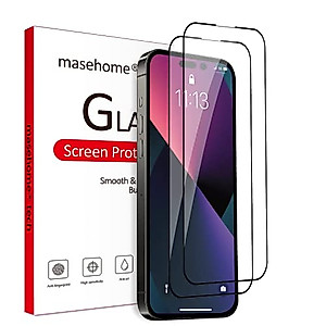 MASETECH iPhone 14 Pro Max Screen Protector Tempered Glass [Black Edge] Compatible with Apple Dynamic Island (2 Pack)