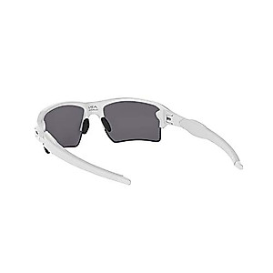 Oakley Men's OO9188 Flak 2.0 XL Rectangular Sunglasses, Polished White/Prizm Black Polarized, 59 mm
