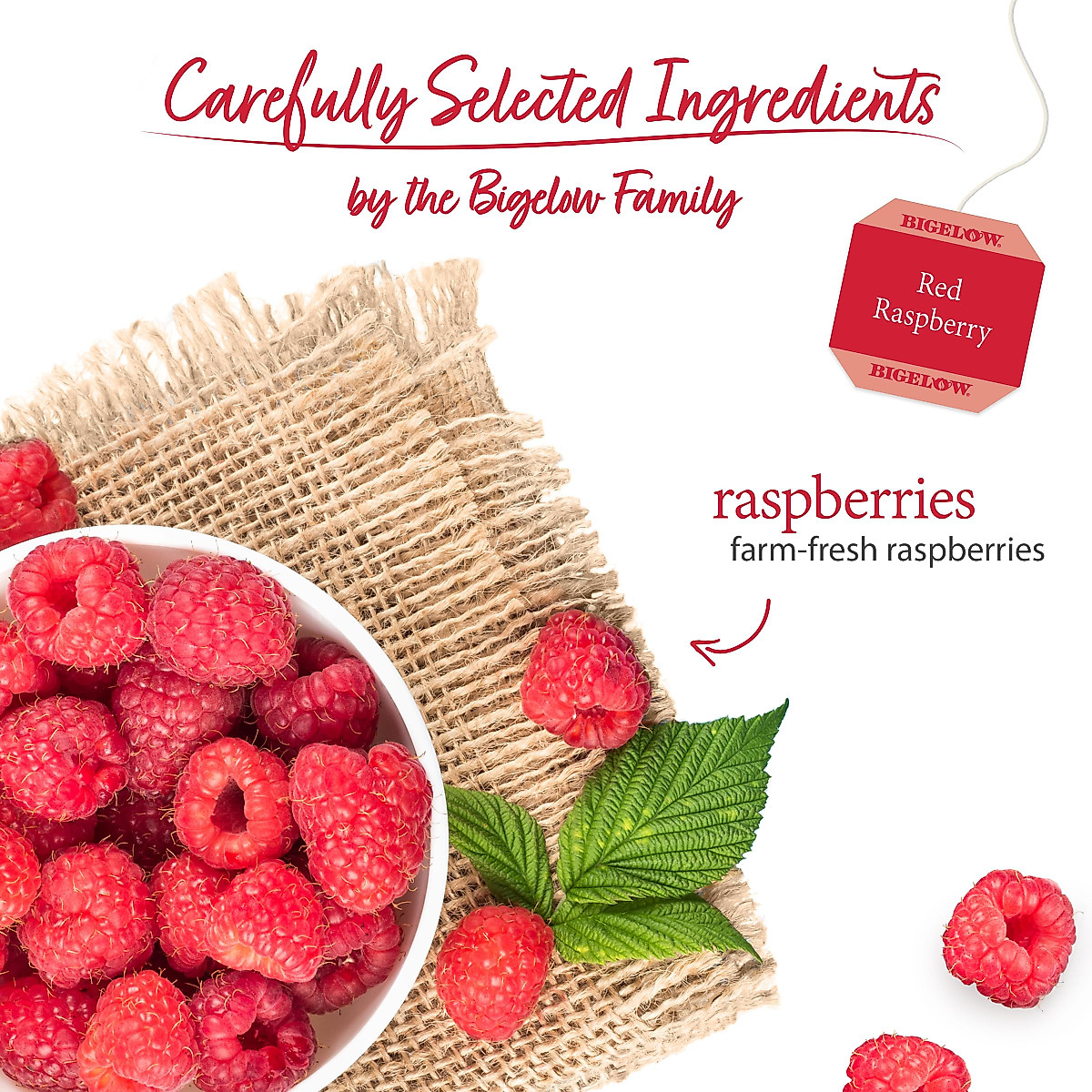 Bigelow Tea Red Raspberry Herbal Tea, Caffeine Free Tea with Red Raspberries, Apples and Elderberries, 20 Count Box (Pack of 6), 120 Total Tea Bags