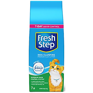 Fresh Step Non-Clumping Premium Cat Litter with Febreze Freshness, Scented - 7 Pounds (Package May Vary)