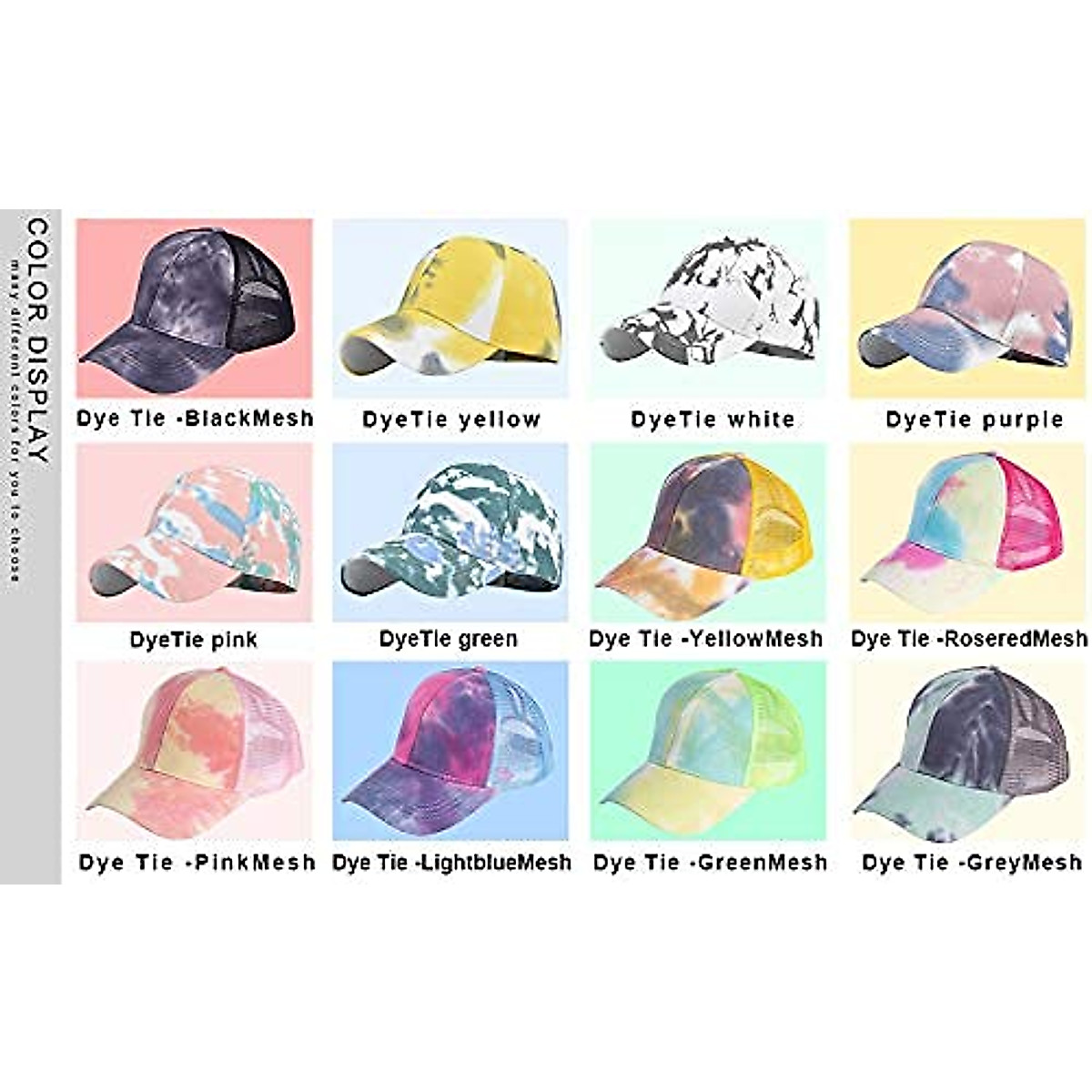 Criss Cross Hat Washed Distressed Baseball Cap Ponytail Hat High Messy Bun Ponycap for Women