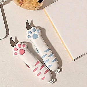 2024 New Retractable Cat Claw Knife Cute Cat Box Paper Cutter, Carton Sealing Tape Knife,Unpacking Packages Knife for Girl Woman,Portable Cat Retractable Knife for Women,Gift Open Knife (Pink)