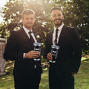 LADY&HOME Groomsmen Gifts Set of 7,Groom and Groomsmen Tumbler with Lid and Straw,20z Stainless Steel Tumbler Cup Vacuum Insulated Coffee Mug for Groomsmen Proposal (Team groom)