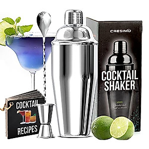 24oz Cocktail Shaker Set Bartender Kit w/Bar Accessories for The Home Bar Set- Martini Shaker, Jigger Drink Mixer Spoon -Alcohol Shaker Bartender Gift Idea- Bartending Kit Essential for Home- Cresimo