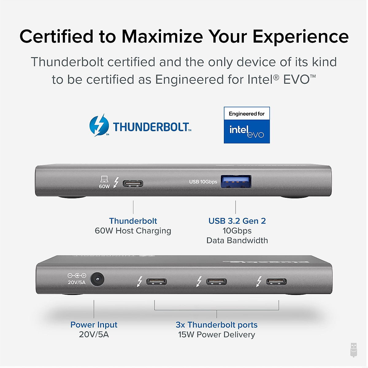 Plugable 5-in-1 Thunderbolt 4 Hub,Single 8K or Dual 4K Display; 4K HDMI Adapter Included, Offers Thunderbolt 4/3, USB4, and USB-C Expansion for Modern Mac and Windows Systems, Driverless