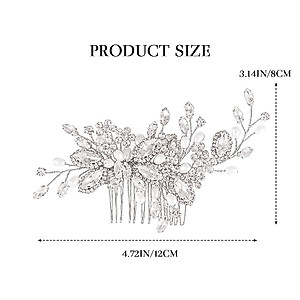 Casdre Crystal Bride Wedding Hair Comb Pearl Bridal Hair Piece Hair Accessories for Women and Girls (A Silver)