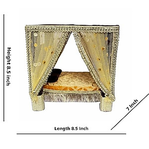 Jhula for Laddu Gopal Laddu Gopal Bed with Net Luxuy Look for Kanha Ji Janmashtami Jhula - Decorative Jhula - Wooden Jhula for Kanha Ji Size 0 to 5 No