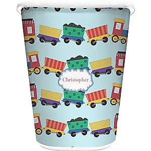 RNK Shops Personalized Trains Waste Basket - Double Sided (Black)