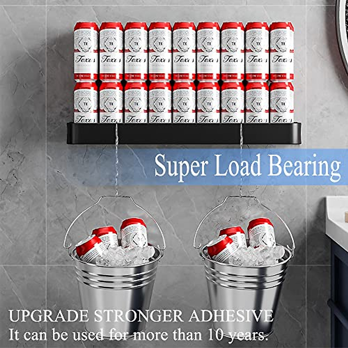 IUKPPTUI Bathroom Shelf Wall Mounted Decor Shower Rack Cosmetics Organizer Aluminium Floating Shelves for Kitchen Storage Black