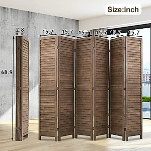 Room Dividers and Folding Privacy Screens, 6 Panel 69 inch Tall Portable Room Seperating Divider, Handwork Solid Wood Room Divider Wall, Room Partitions and Dividers Freestanding for Home Office