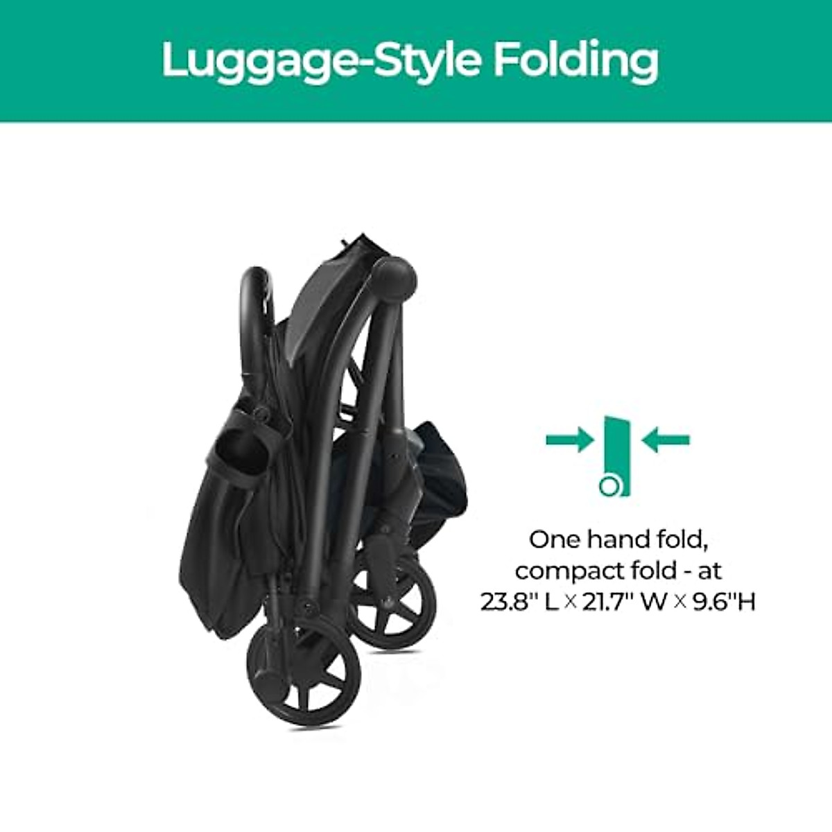 Mompush Lithe Lightweight Stroller, Compact One-Hand Fold Travel Stroller for Airplane Friendly, Reclining Seat and Large Canopy, with Rain Cover & Travel Carry Bag & Cup Holder