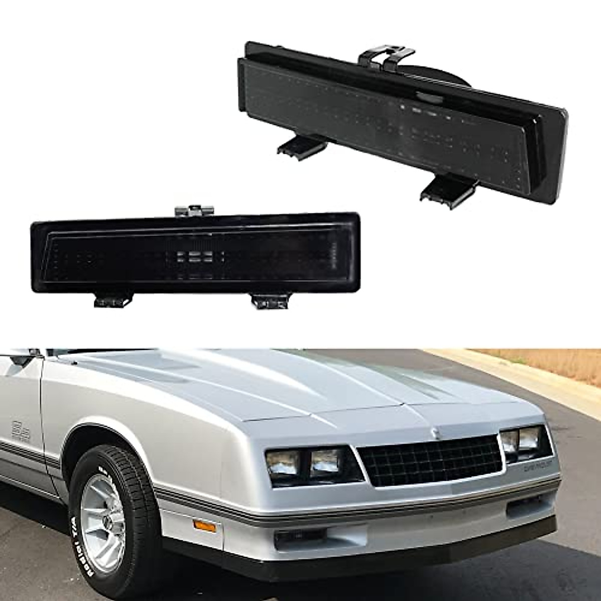 Tonsya For 1981 1982 1983 1984 1985 1986 1987 1988 Chevy Monte Carlo SS Front Parking turn signal lights housings Smoked Lens #919025 919026