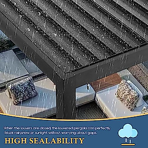 ONLYCTR Outdoor Louvered Pergola 10'×10', Aluminum Louvered Pergola, Aluminum Outdoor Deck Gazebo with Adjustable Roof, for Garden, Patio, Backyard, lawns, Beach (10' × 10', Black)