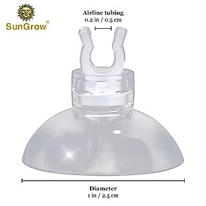 SunGrow 20 Pack Aquarium Suction Cup Clips, 1” Rubber Clamps for Fish, Turtle, Frog Tank, Fits Standard 0.2” Aquarium Airline Tubing & Hose, Adheres to Glass & Acrylic