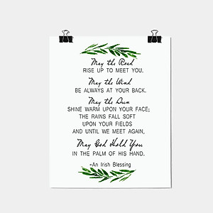 May The Road Rise Up To Meet You, Irish Blessing Print, Irish Prayer, Ireland Gift, Christian Gift, Wedding Gift, Green Wall Art Watercolor 8 x 10 Inches Frame NOT INCLUDED