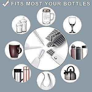 Bottle Cleaning Brush Set, Long Handle Silicone Cleaner Brushes + Thermos Lid Cup Brush + Drinking Straw Brush for Cleaning Baby Bottles, Narrow Neck Bottle, Sport Water Bottle,Tumbler,Glass Vase,3pcs