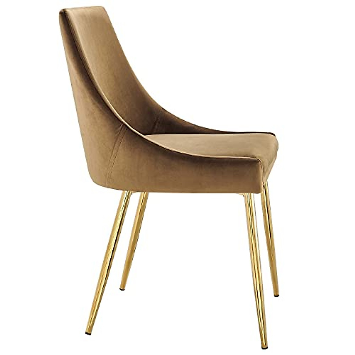 Modway Viscount Performance Velvet Upholstered Side Dining Chairs Set of 2, Gold Cognac