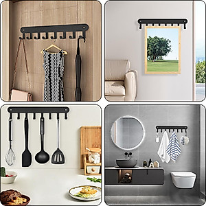 Suzurana 2 Pack Wall Mount Key Holder, Key Hanger Wall Mount with 8 Hooks, Adhesive Key Holder for Wall, Decorative Black Key Holder for Wall No Drill for Living Room, Kitchen, Bathroom