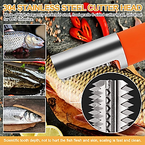 Electric Fish Scaler Remover, Powerful Fish Scraper Cordless Fish Scale Cleaner Set Rechargeable Automatic Fish Scaler Scraper Waterproof (2 Batteries & 2 Cutter Heads)