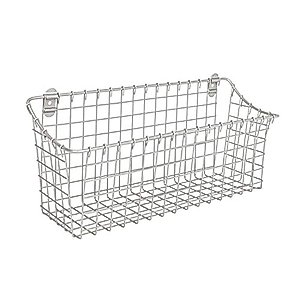 Spectrum Diversified Vintage Cabinet Door & Wall Mount Basket Kitchen Pantry Bath & Entryway Storage Organizer Tray Bin, XL Extra Large, Silver