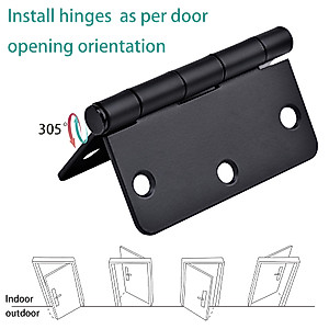 24 Pack 3.5" x 3.5" Black Door Hinges, Matte Black Door Hinges 3 1/2 Interior Door Hinges 1/4" Radius Standard Residential Bedroom Door