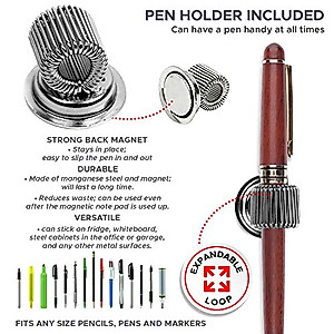 MERDREU 6 Magnetic Notepads with 3 Quote Fridge Magnets & 1 Magnetic Pen Holder | Full Magnetic Back Cute Memo Pads To Do List, Shopping List &