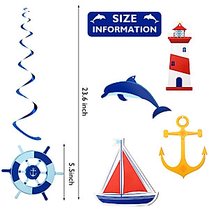 WILLBOND 20 Pieces Nautical Hanging Swirl Cruise Ship Hanging Nautical Sailor Theme Party Decorations for Birthday Baby Shower Bachelorette Party Supplies